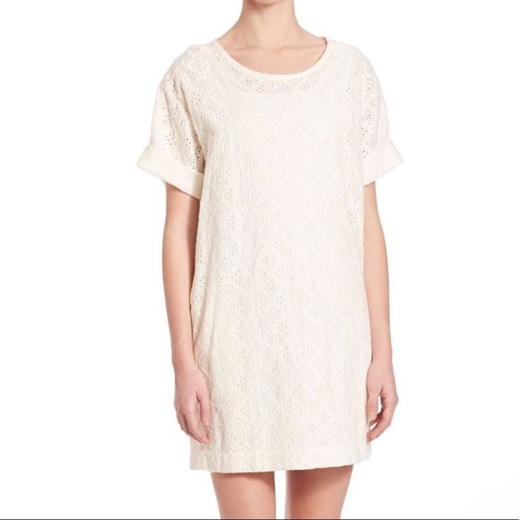 Current/Elliott | Dresses | Currentelliot Eyelet Short Sleeve Shift ...